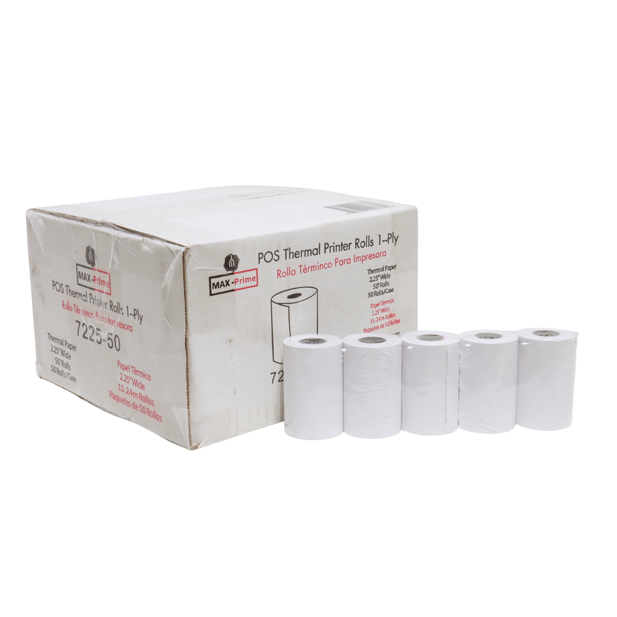 Max Prime - 2.25" x 50 Ft Thermal Register Rolls, Pack of 50 - 7225-50 ...