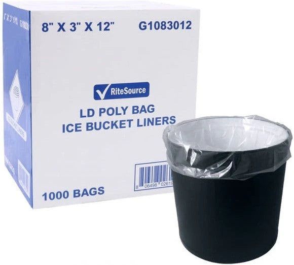RiteSource - 8" x 3" x 12" Poly Ice Bucket Liners, 1000/Cs - GR10G0830 ...